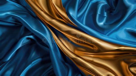 Opulent Abstract Background Featuring Luxurious Shiny Blue And Gold Silk Satin Texture Ai