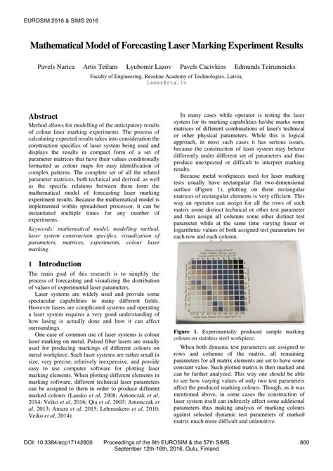 Pdf Mathematical Model Of Forecasting Laser Marking Experiment Results