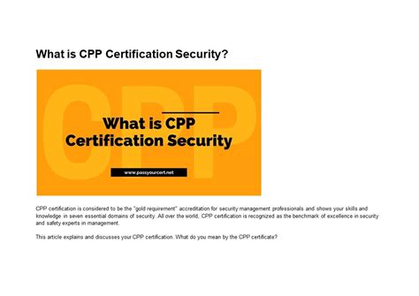 PPT What Is CPP Certification Security PowerPoint Presentation Free To Download Id