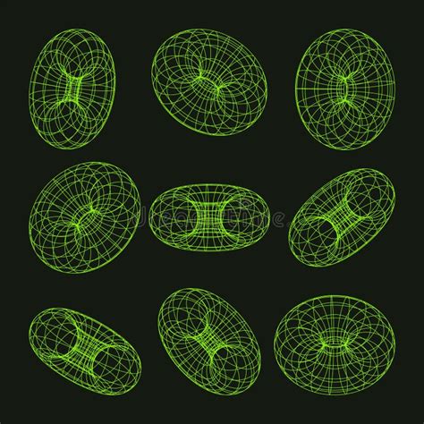 Wireframe Shapes Lined Torus Perspective Mesh 3d Grid Low Poly