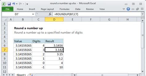 Round A Number Up Excel Formula Exceljet