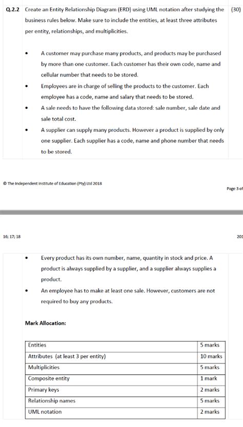 Solved Create An Entity Relationship Diagram ERD Using UML Chegg