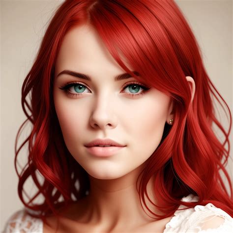 빨간 머리와 녹색 눈을 가진 여자가 사진을 찍기 위해 포즈를 취하고 있다 Seaart Ai
