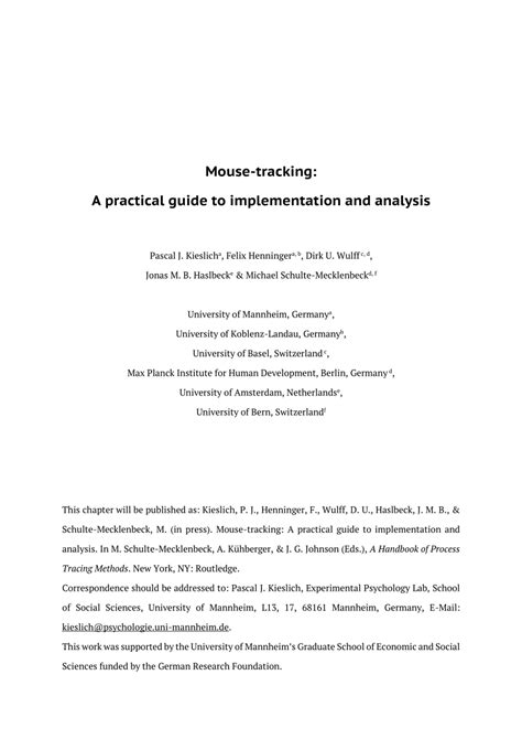 Pdf Mouse Tracking A Practical Guide To Implementation And Analysis