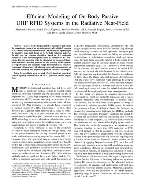 Pdf Efficient Modeling Of On Body Passive Uhf Rfid Systems In The Radiative Near Field