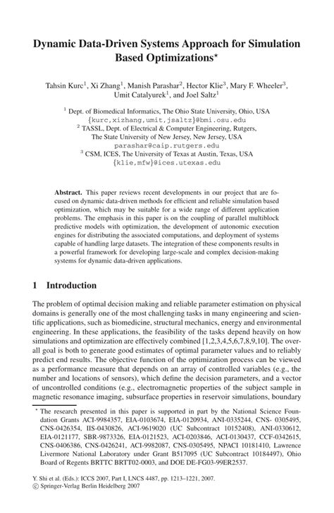 Pdf Dynamic Data Driven Systems Approach For Simulation Based
