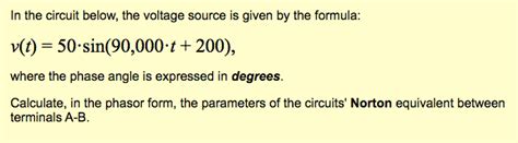 Solved In The Circuit Below The Voltage Source Is Given By Chegg Com
