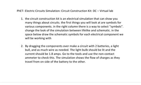 Solved PhET Electric Circuits Simulation Circuit Chegg Com