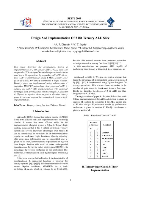 Pdf Design And Implementation Of 2 Bit Ternary Alu Slice
