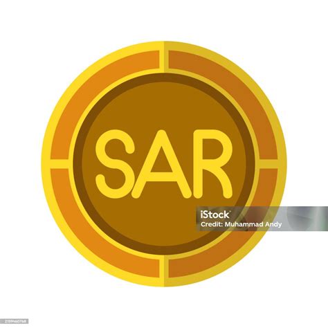 리얄 동전 아이콘입니다 황금색의 통화 평면 아이콘 사우디 아라비아 돈의 상징 벡터 일러스트레이션 거래 내역서에 대한 스톡 벡터