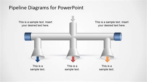1 Input To 3 Output Horizontal Pipeline Diagram For Powerpoint Slidemodel