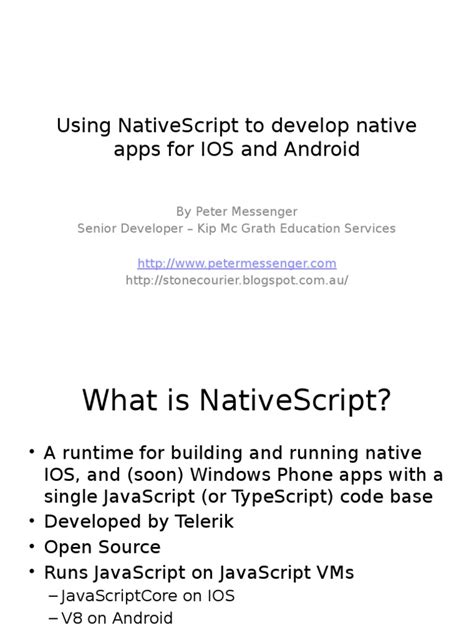 Using Nativescript To Develop Native Apps For Ios And Android Pdf