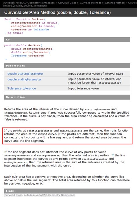 Curve3dgetarea Method Get Wrong Result Autodesk Community