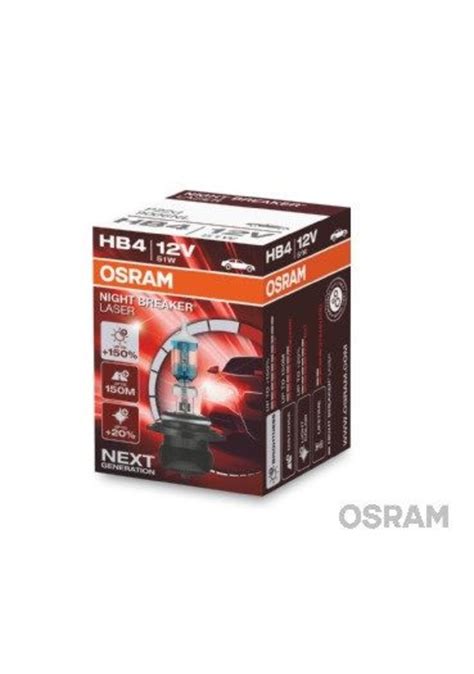 OSRAM 9006NL-HCB Ampul 12V Hb4 51W 9006 Nıght Breaker Laser 150 Güçlü ...