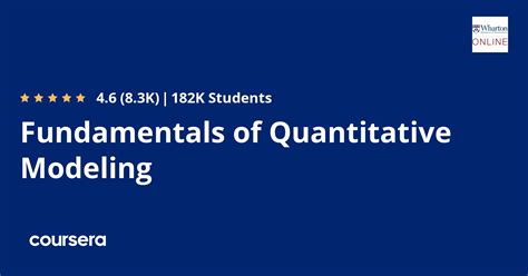 fundamentals of quantitative modeling coursya