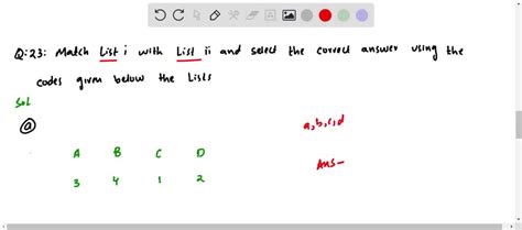 Solvedmatch List I With List Ii And Select The Correct Answer Using The Code Given Below The Lists