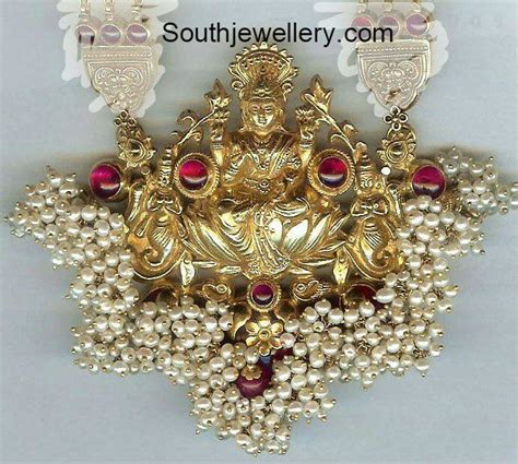Lakshmi Pearls Pendant Indian Jewellery Designs