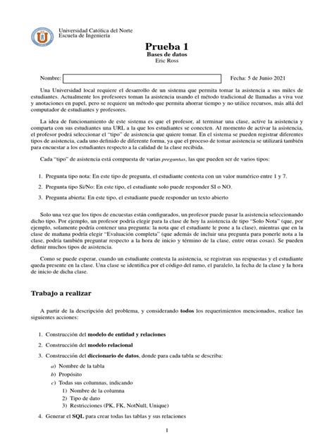 Prueba 1 Descargar Gratis Pdf Sql Base De Datos Relacional