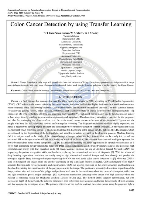 Pdf Colon Cancer Detection By Using Transfer Learning