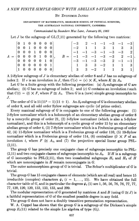 A New Finite Simple Group With Abelian 2 Sylow Subgroups Pnas