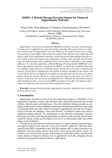 Pdf Hmfs A Hybrid Message Ferrying Scheme For Clustered Opportunistic Networks