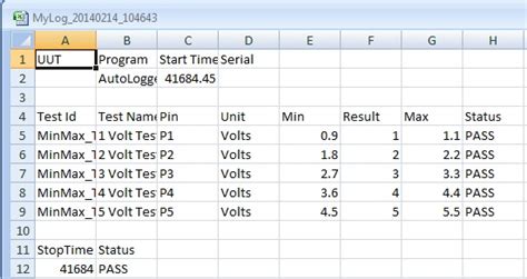 Logging Ateasy Test Results To A Csv File Excel Worksheet Or A
