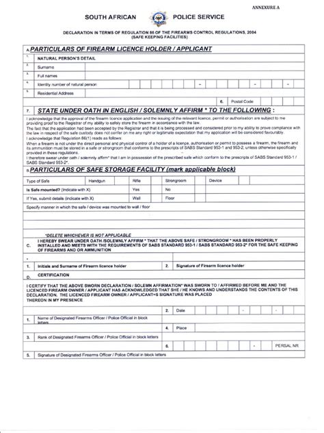 Saps Safe Annexure A Pdf