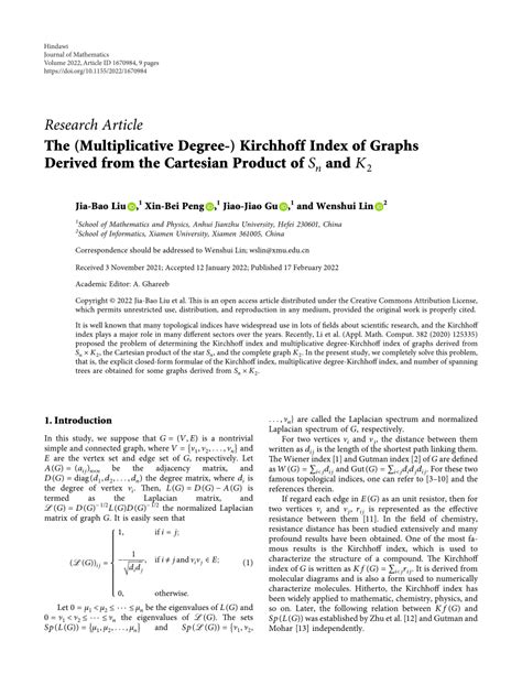 PDF The Multiplicative Degree Kirchhoff Index Of Graphs Derived From The Cartesian Product