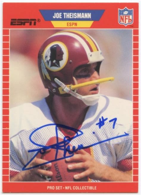 Joe Theismann Signed Redskins Vintage Football Card Pa Loa Pristine