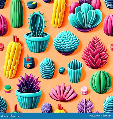 Seamless Craft Clay Patterns With Intricate Details And Shades Stock Illustration