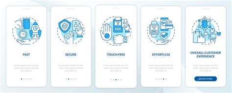 Premium Vector Benefits Of Contactless Payments Blue Onboarding Mobile App Screen Walkthrough
