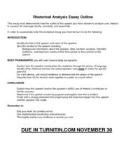 Rhetorical Analysis Essay Outline Rhetorical Analysis Essay Outline This Essay Must