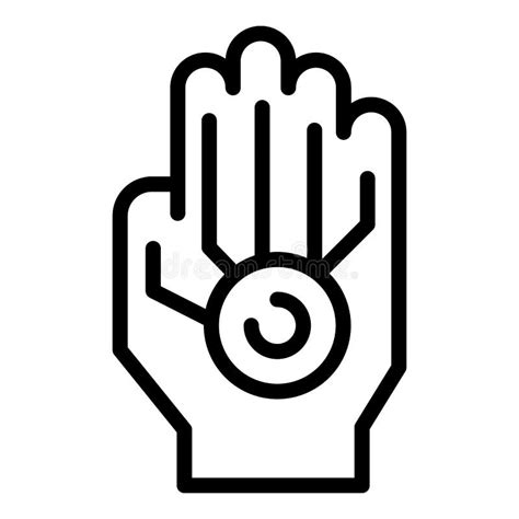 Palm Recognition Approved Thin Line Icon Verification Palmprint System