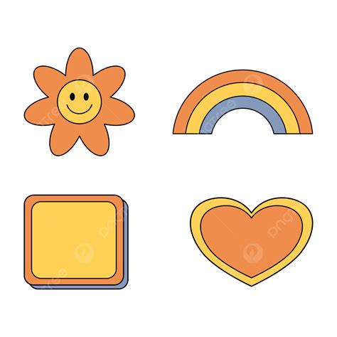 Cute Retro Elements Collection Vector Retro Cute Cartoon Png And Vector With Transparent