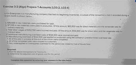 solved exercise 3 2 algo ﻿prepare t accounts [lo3 2