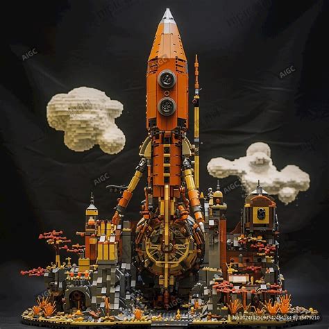 Ai创作图积木作品 德式拼装 火箭模型群 美陈飞船 火箭发射模型 航天美陈 火箭发射架 大型乐高积木场景 火箭发射架模型 捆绑式火箭 火箭模型展览 飞行塔摆件 乐高lego 城堡美陈 火箭模形