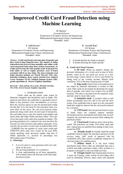 Pdf Improved Credit Card Fraud Detection Using Machine Learning