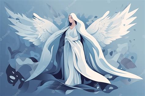 아름 다운 천사의 구름 만화 일러스트와 함께 하늘에 천사 프리미엄 사진