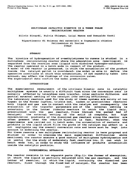 Pdf Multiphase Catalytic Kinetics In A Three Phase Recirculating Reactor Dokumen Tips