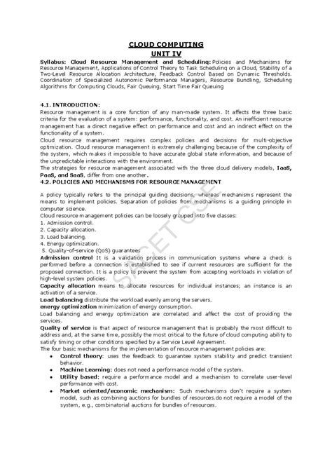 Unit 4 Jntuk R20 Cloud Computing Uniut 4 Cloud Computing Unit Iv Syllabus Cloud Resource