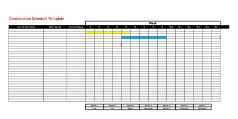 Simple Construction Schedule Template Excel
