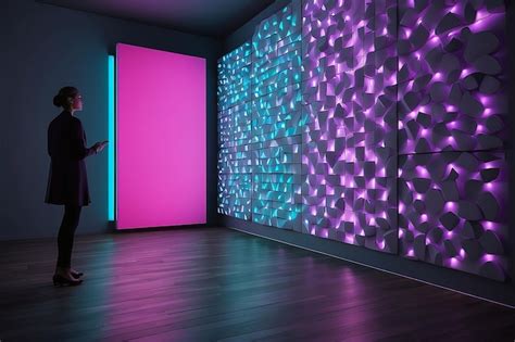 Premium Photo Interactive LED Wall Mockup Mood Lighting Modular EleganceInteractive LED Wall