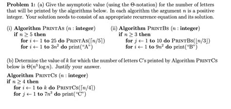 Solved Problem A Give The Asymptotic Value Using The Chegg