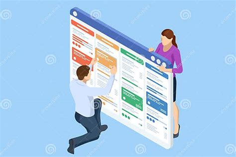 Isometric Business Project Management System Project Manager Updating