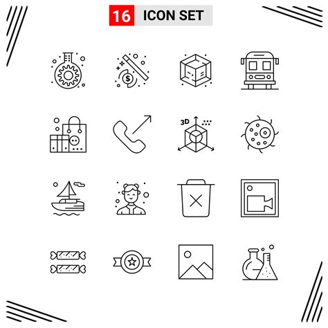 16 Icons Line Style Grid Based Creative Outline Symbols For Website Design Simple Line Icon