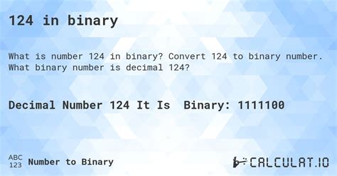 124 In Binary Calculatio
