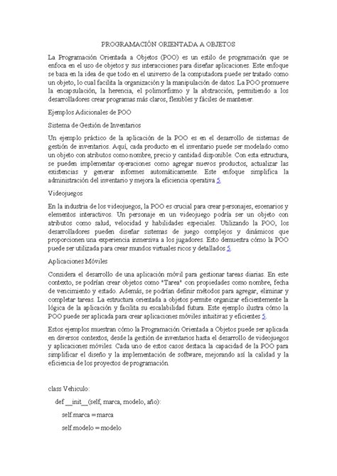 Poo Ejemplos Basicos ProgramaciÓn Orientada A Objetos La Programación