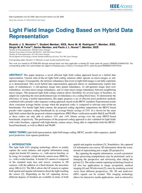 Pdf Light Field Image Coding Based On Hybrid Data Representation
