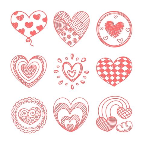 손으로 그린 하트 그림 그리기 무료 벡터