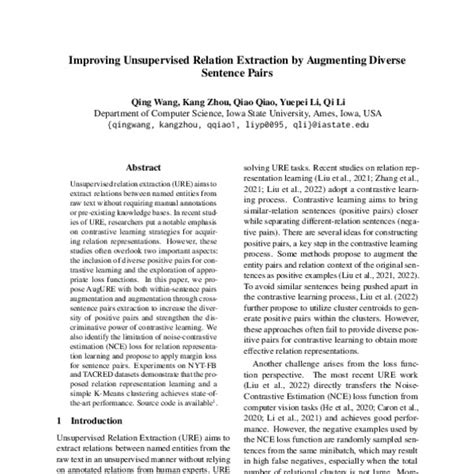 improving unsupervised relation extraction by augmenting diverse